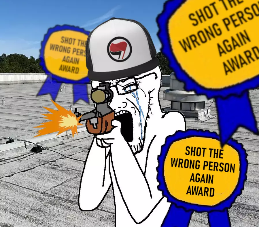 SoyBooru - Post 137694: antifa award crying flag:antifa ice_shooting joshua_jahn leftist roof ...